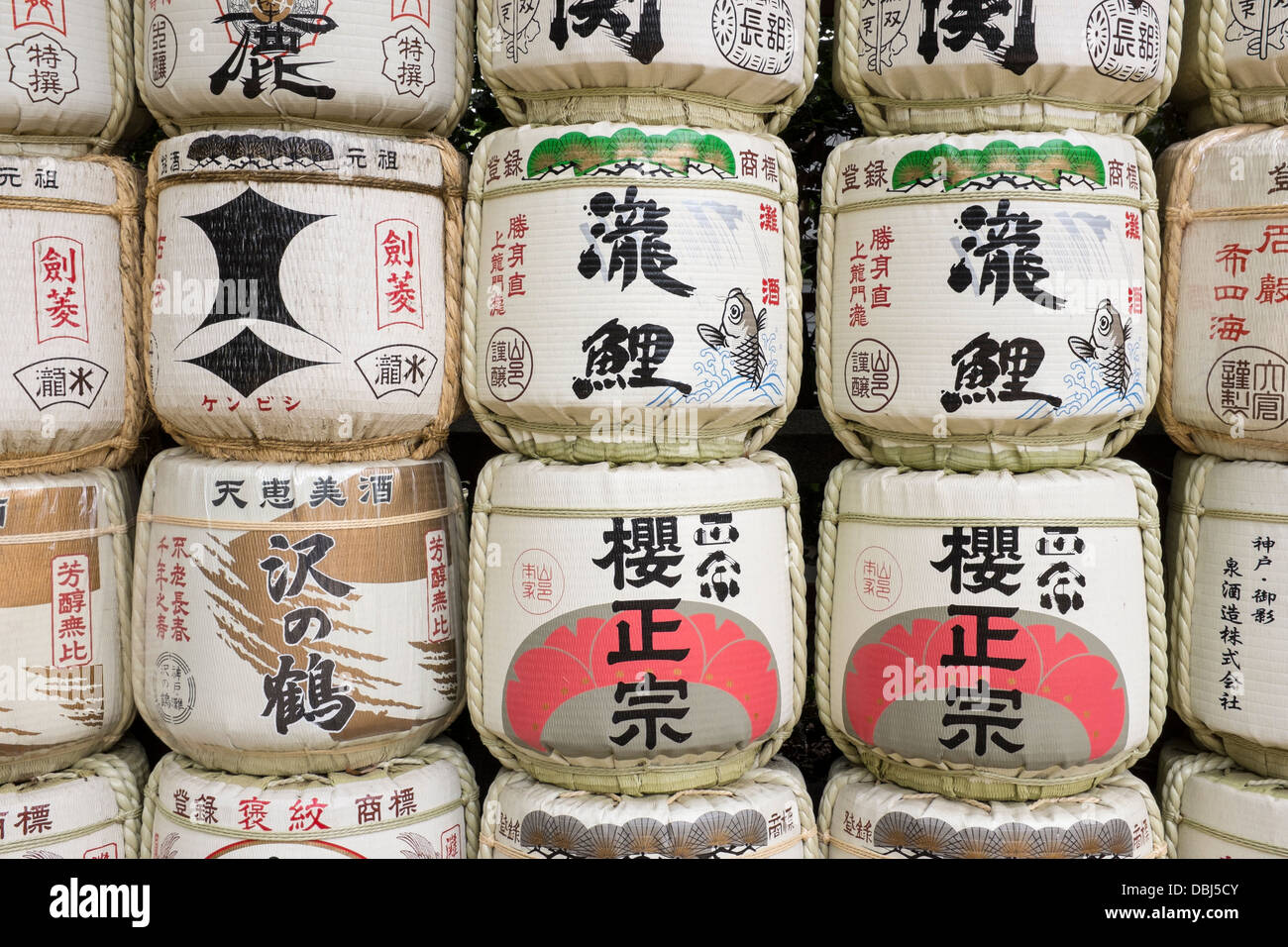 Sake barrels stored in a temple for blessing, Japan Stock Photo - Alamy