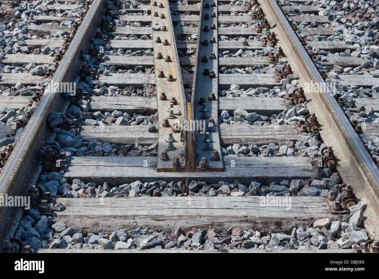 Railroad track close up view Stock Photo - Alamy