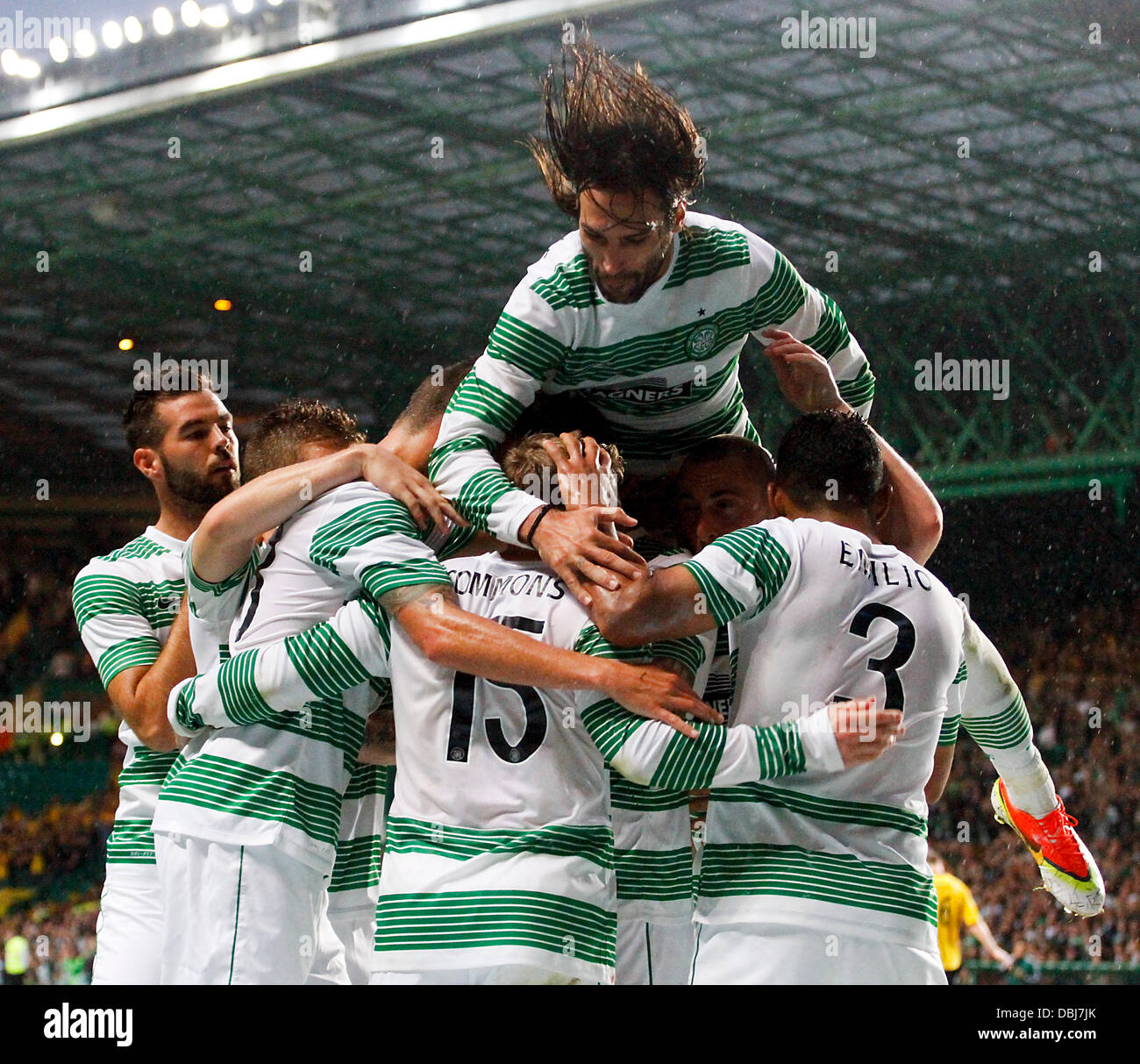 Glasgow, Scotland. 31st July, 2013. The Celtic players celebrate the ...