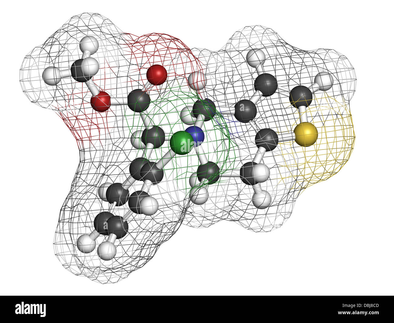 Clopidogrel antiplatelet agent, chemical structure. Inhibits blood ...
