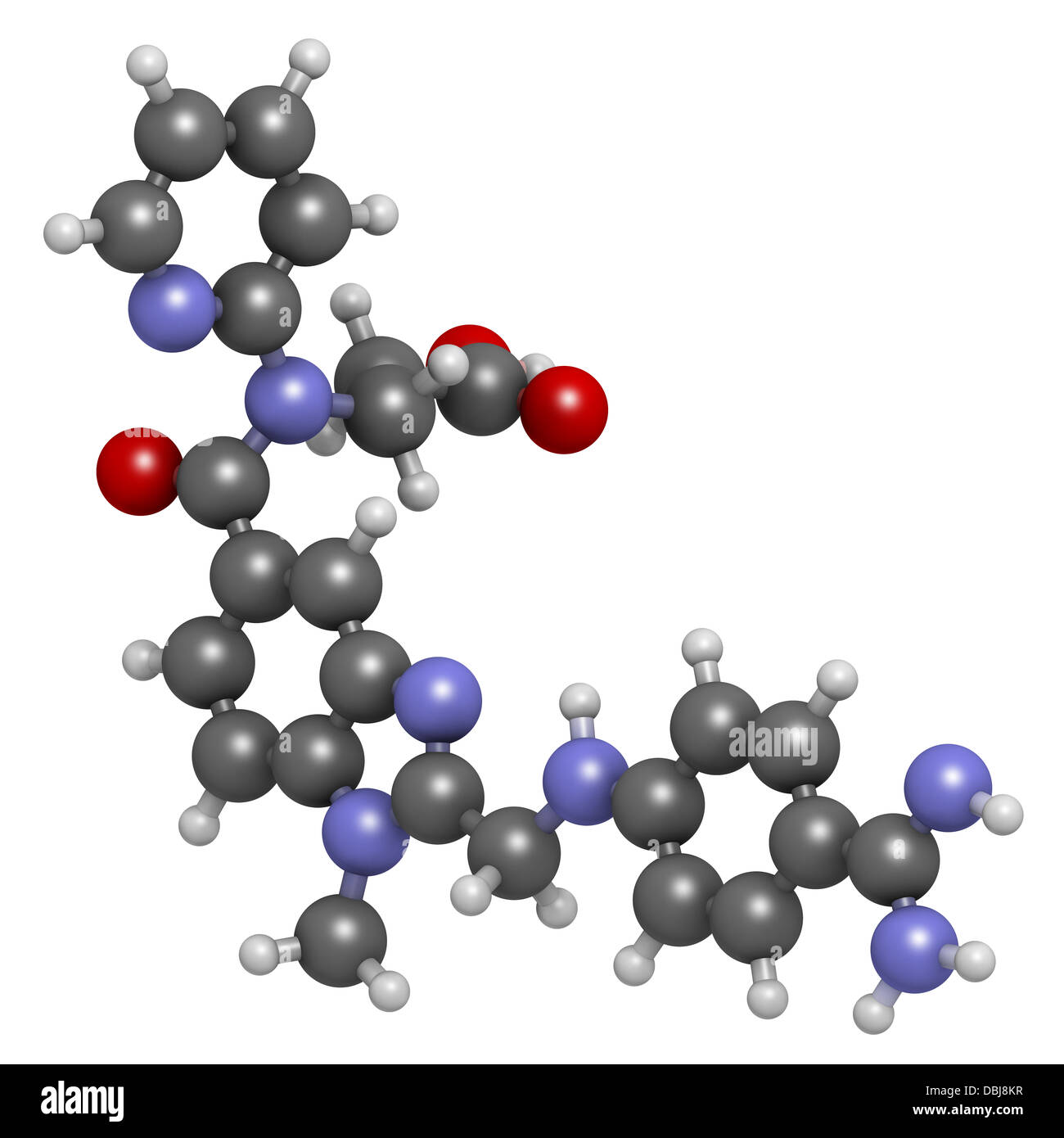 Dabigatran anticoagulant drug (direct thrombin inhibitor), chemical ...