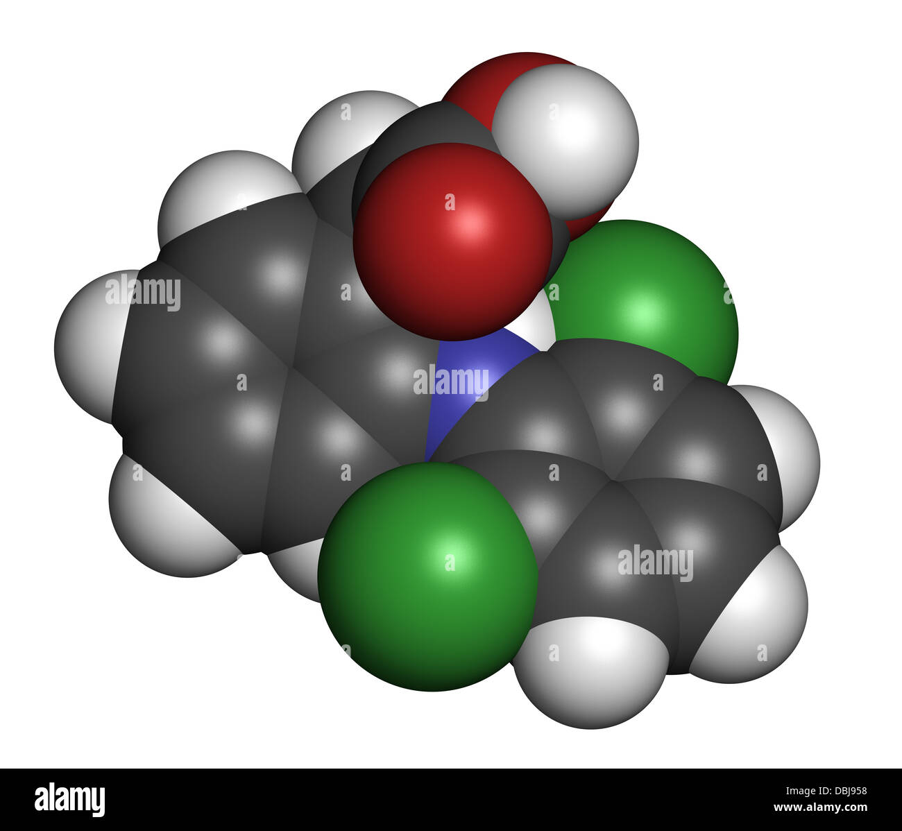 Diclofenac pain and inflammation drug (NSAID), chemical structure ...