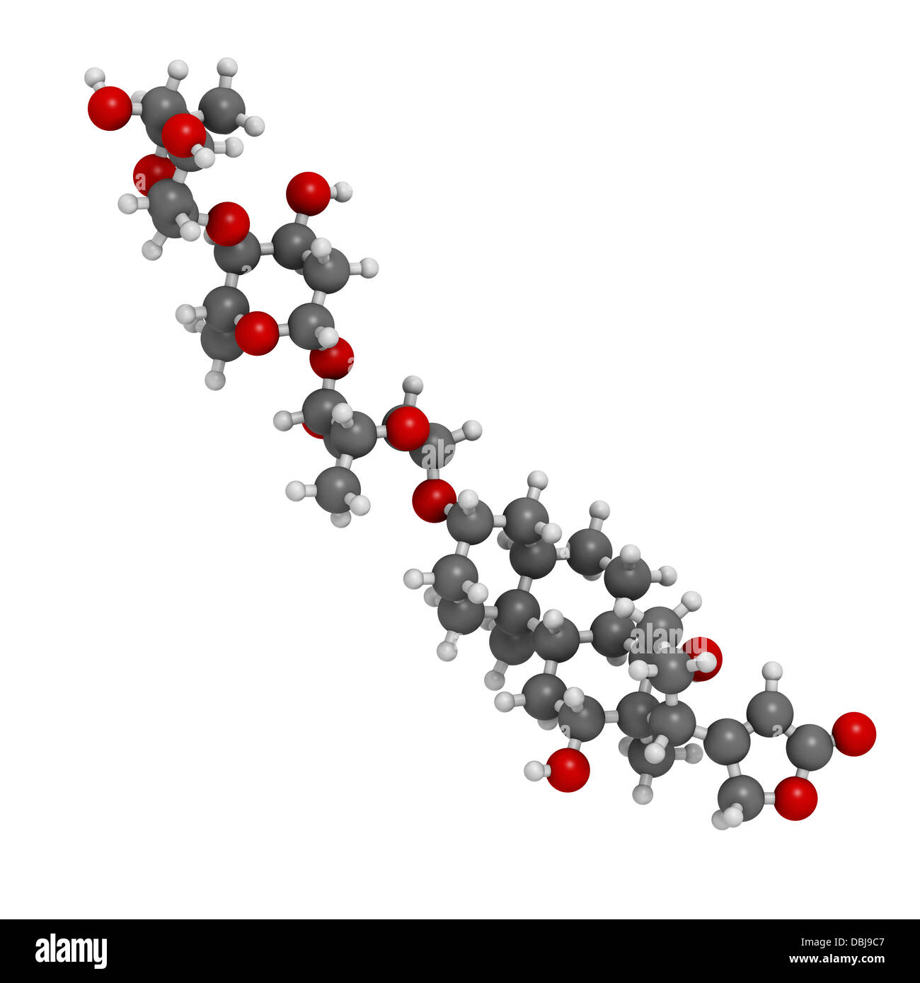 digoxin heart failure drug, chemical structure. Extracted from foxglove ...