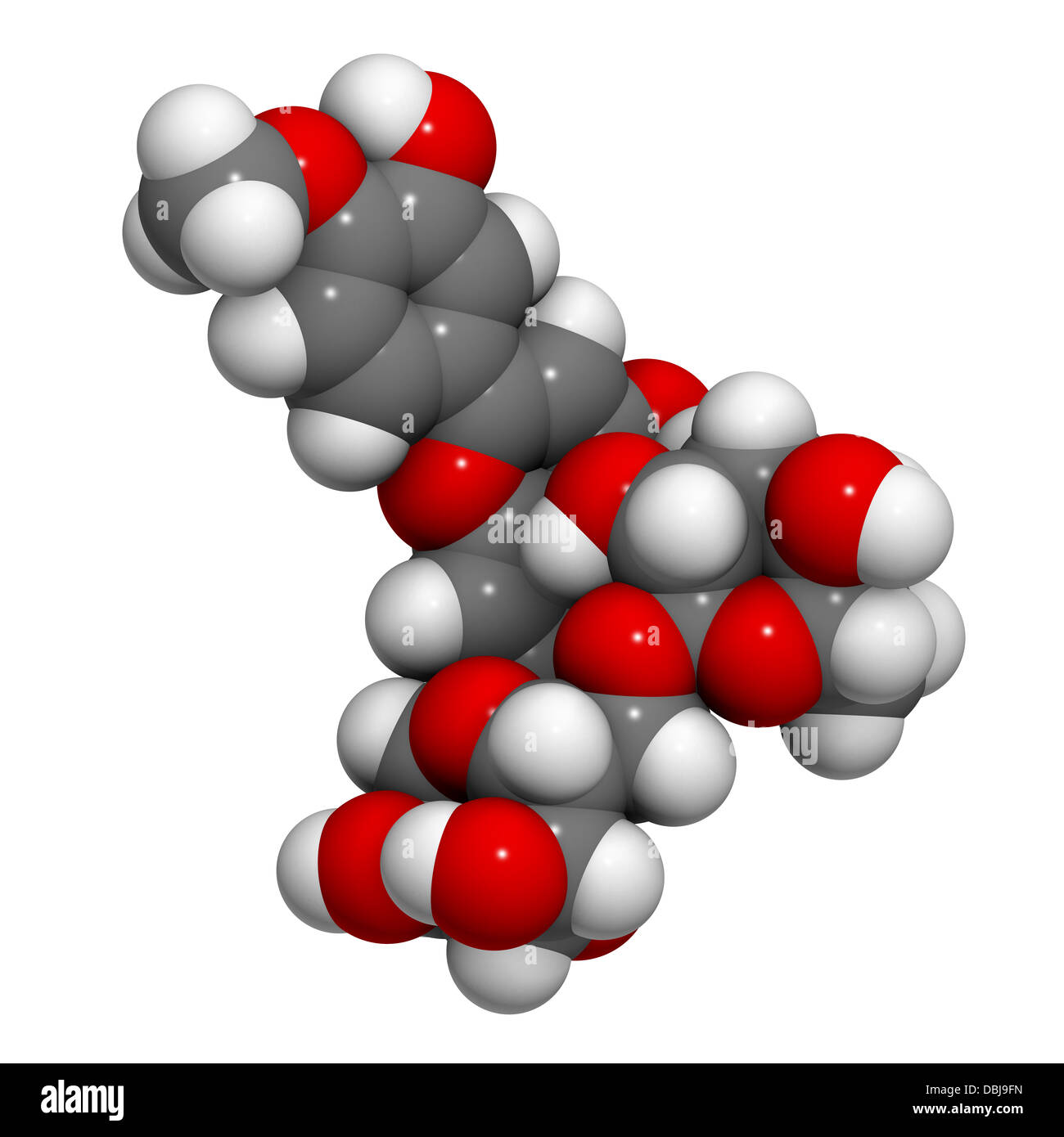 Diosmin venous disease and hemorrhoids drug, chemical structure. Atoms ...