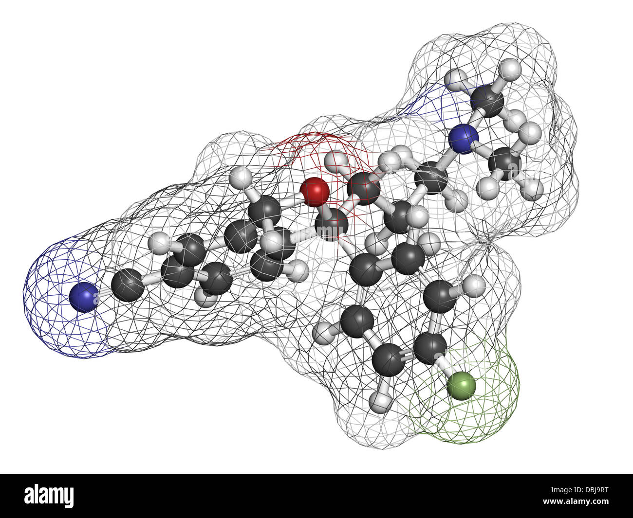 Escitalopram antidepressant drug (SSRI class), chemical structure ...