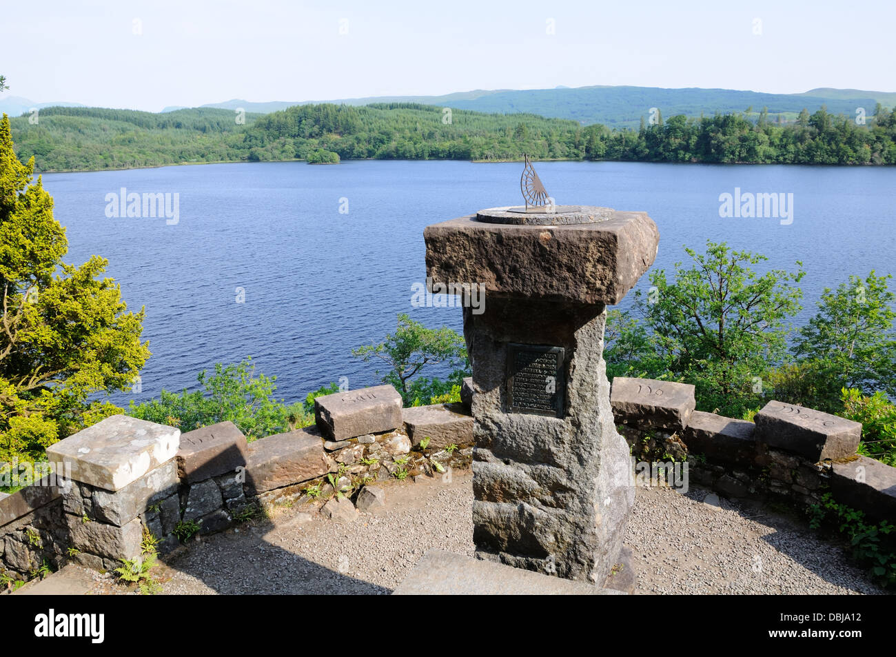 Sundial at St. Conan's Kirk overlooking Loch Awe, Argyll, Scotland, UK ...