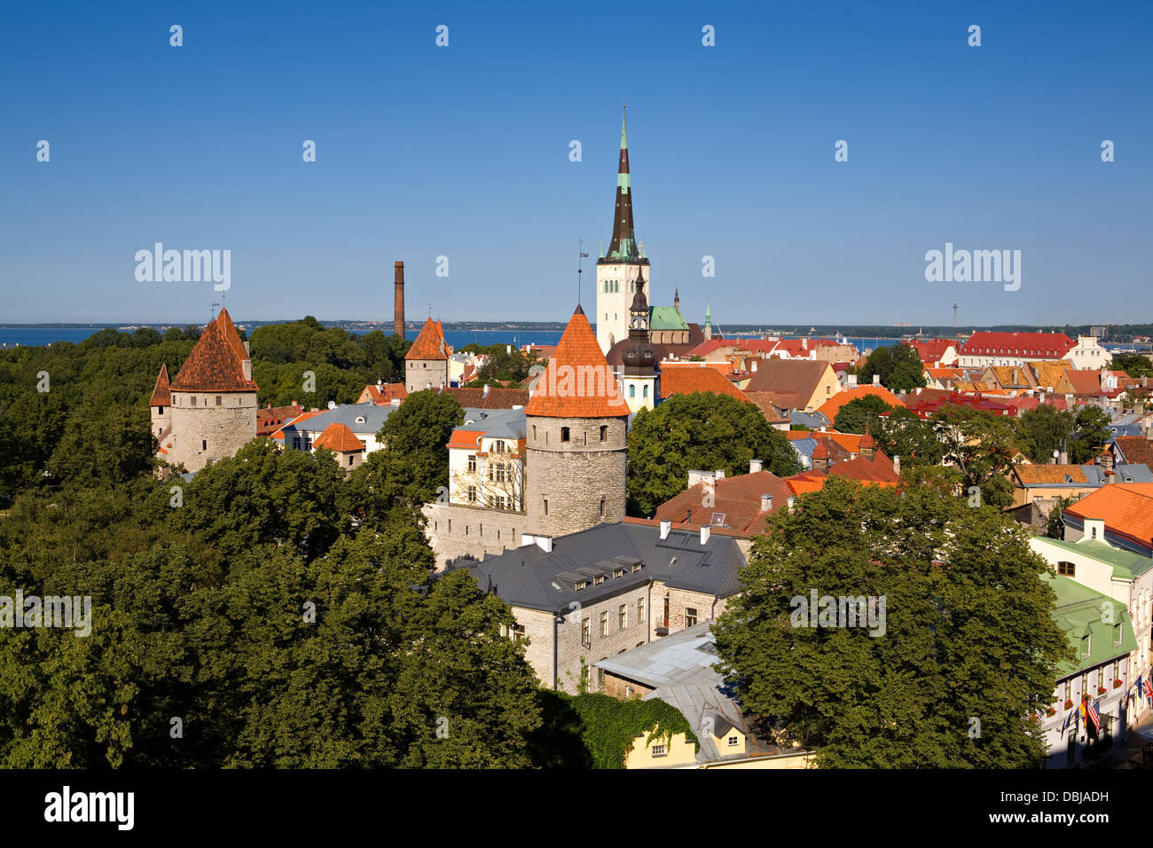 View over Oleviste Church & lower Old Town from Troopea district ...