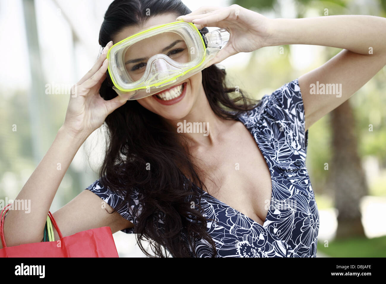 Woman wearing scuba mask Stock Photo - Alamy