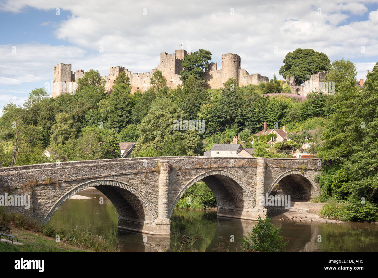 Ludlow Castle Ruin Uk Bridge River High Resolution Stock Photography ...