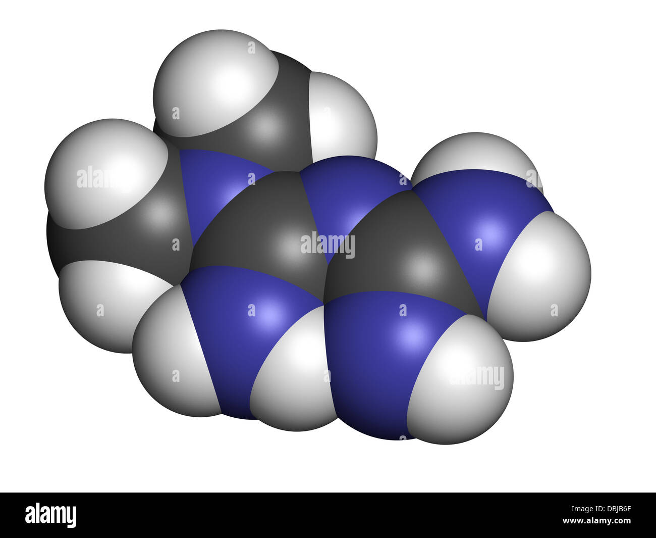 Metformin diabetes drug (biguanide class), chemical structure. Atoms ...