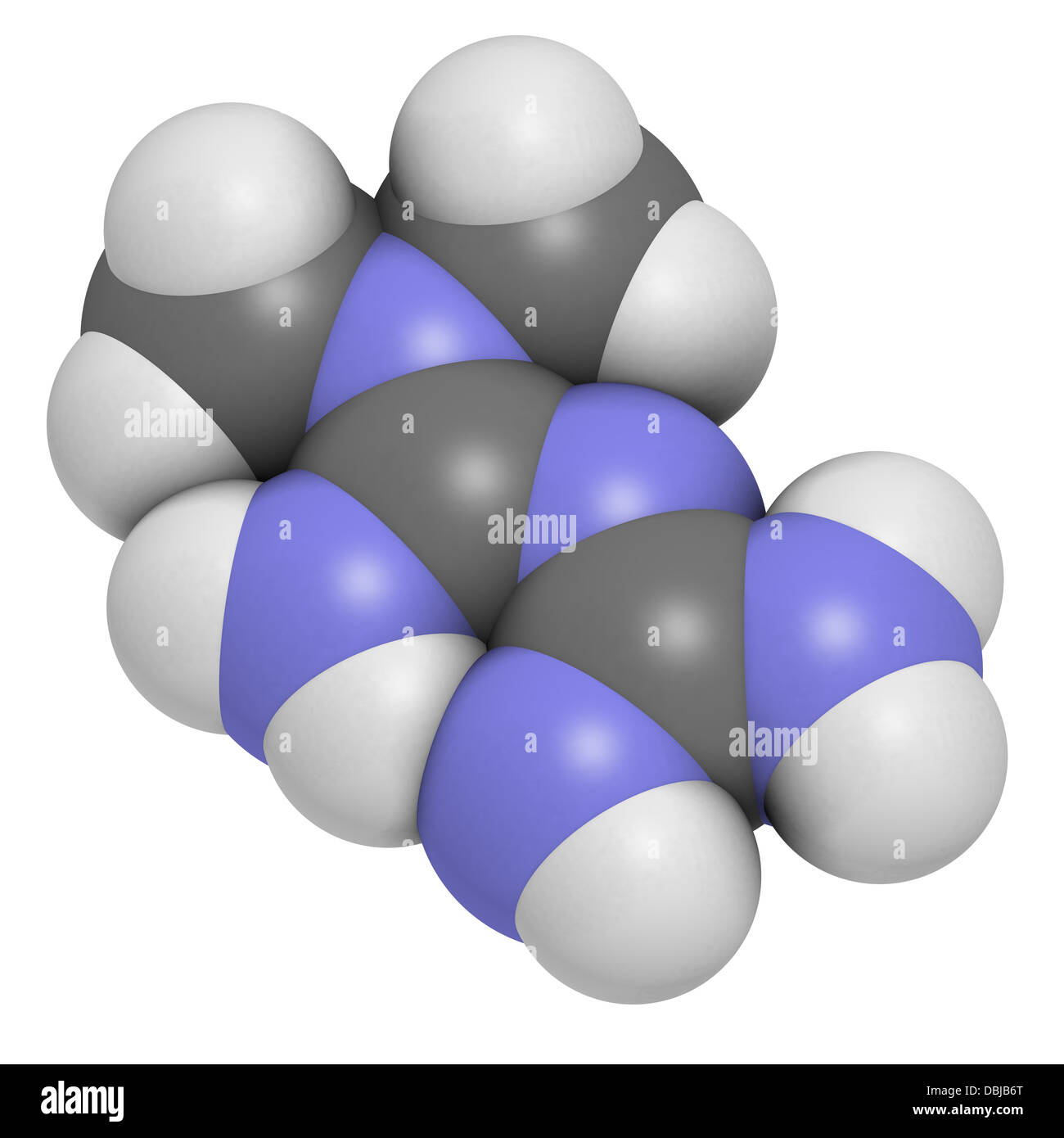 Metformin diabetes drug (biguanide class), chemical structure. Atoms ...