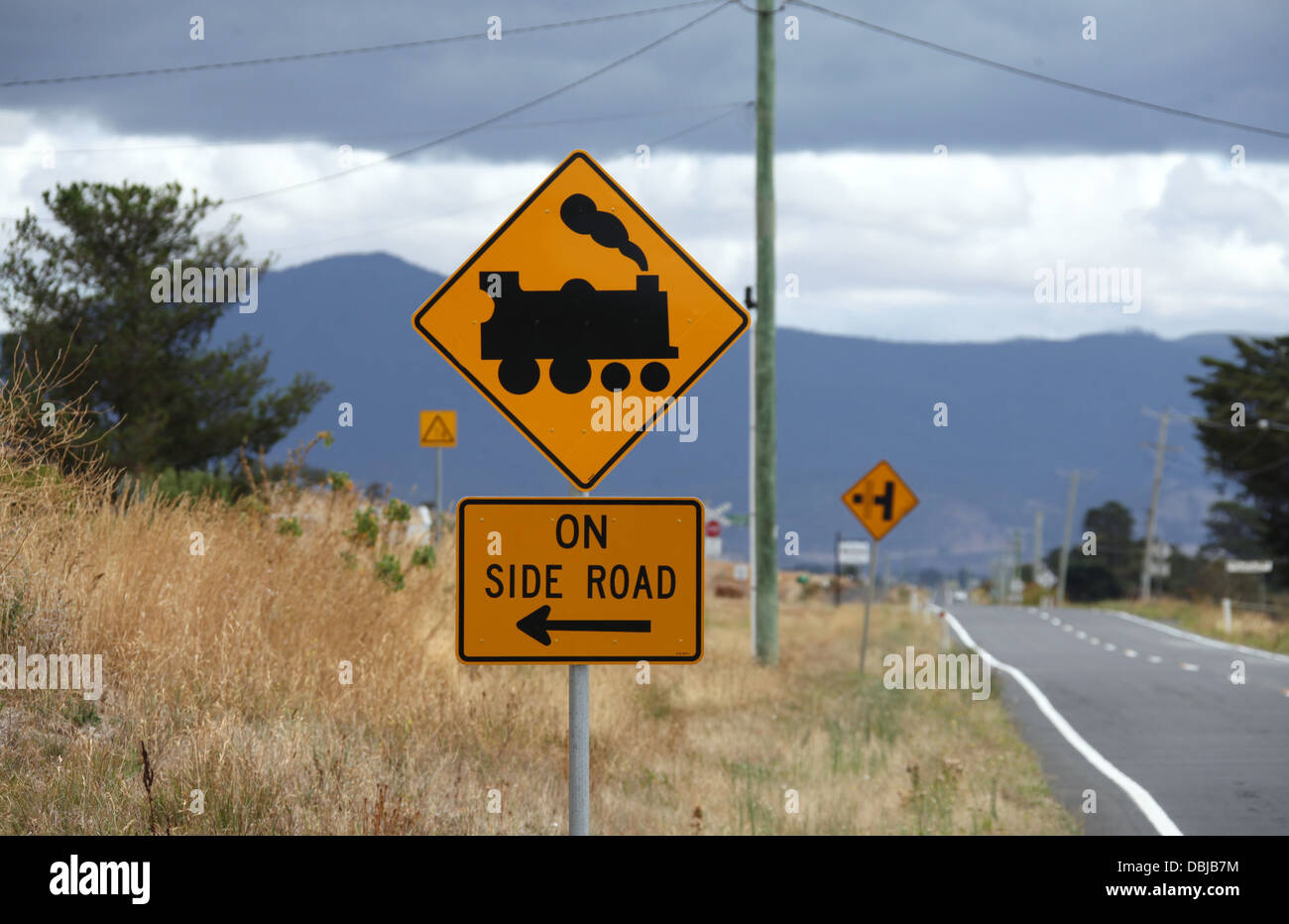 Road train sign hi-res stock photography and images - Alamy