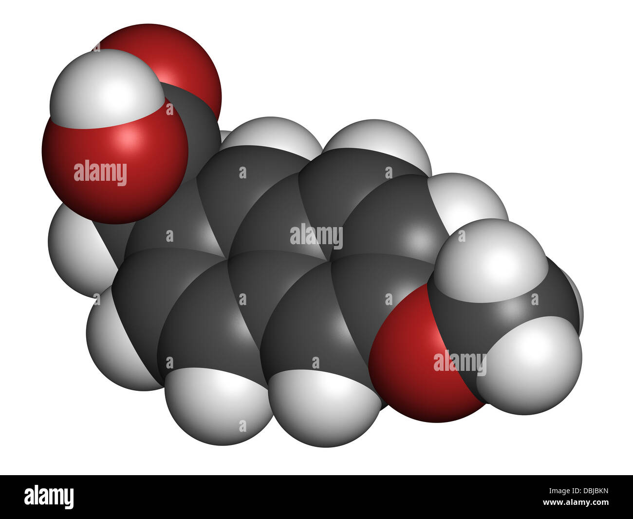 Naproxen pain and inflammation drug (NSAID), chemical structure. Atoms ...