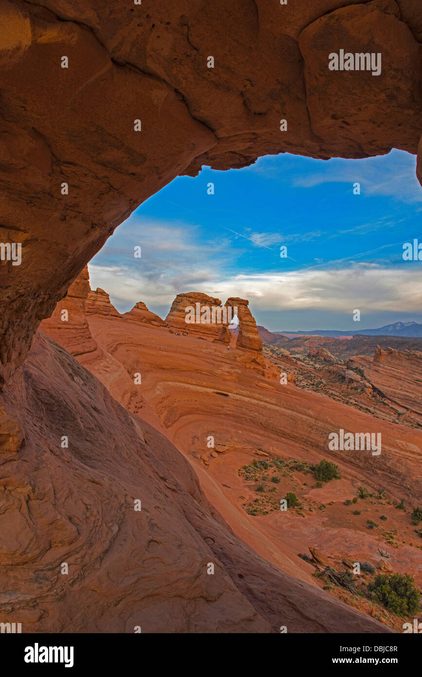 Framed view of Delicate Arch, Arches National Park, Utah Stock Photo ...