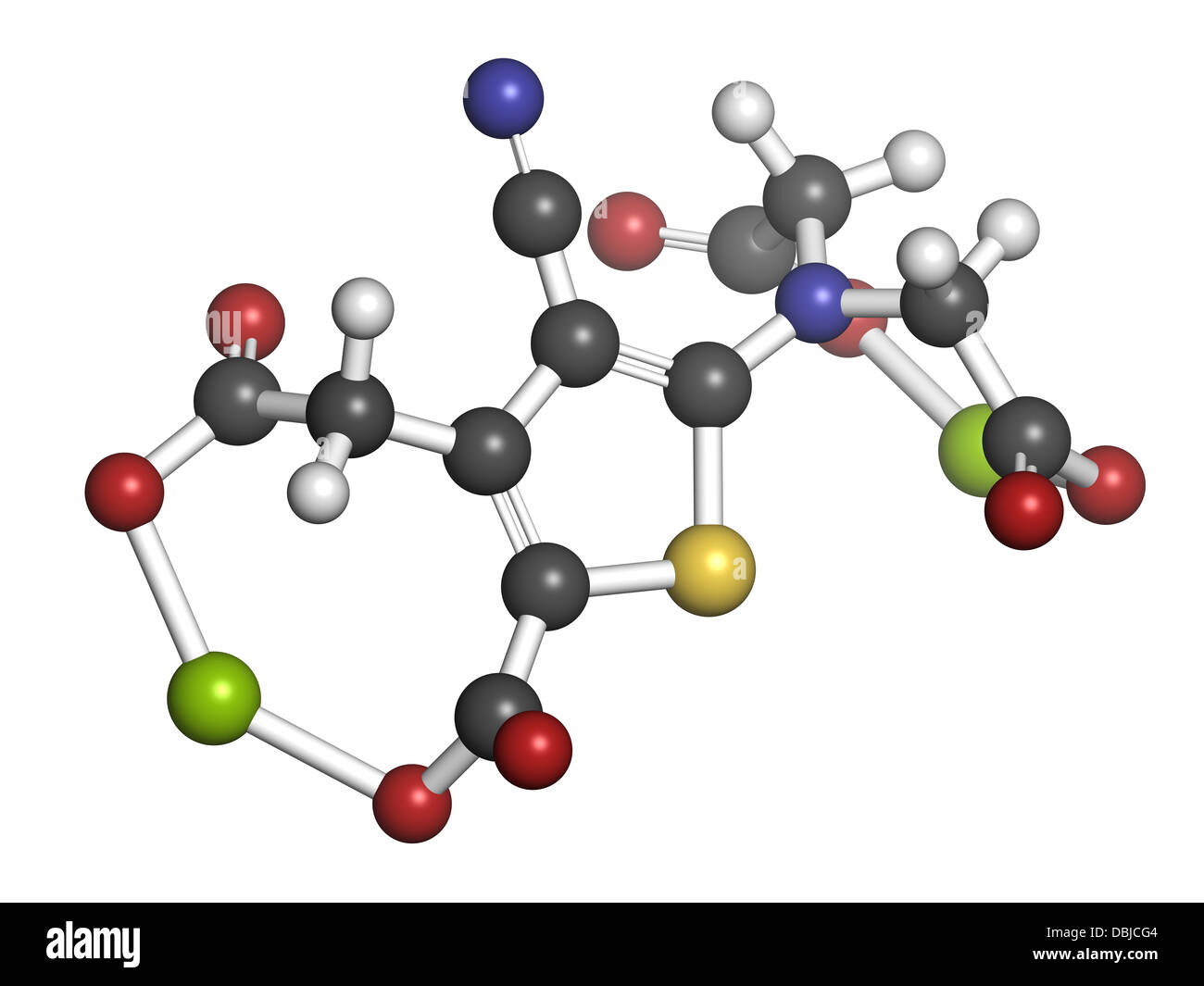 Strontium ranelate osteoporosis drug, chemical structure. Atoms are ...