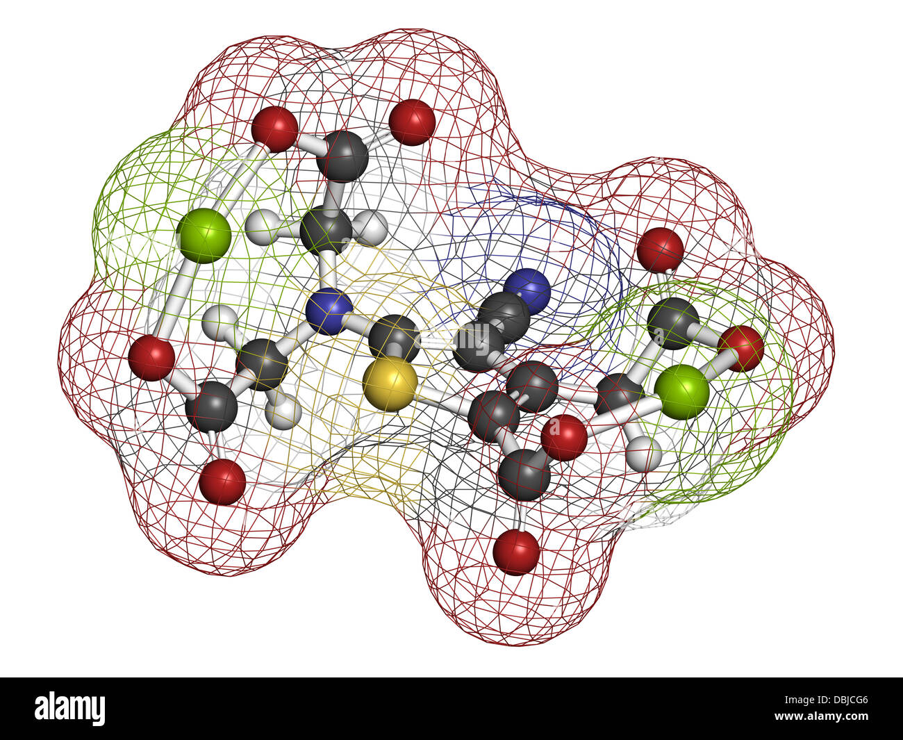 Strontium ranelate osteoporosis drug, chemical structure. Atoms are ...
