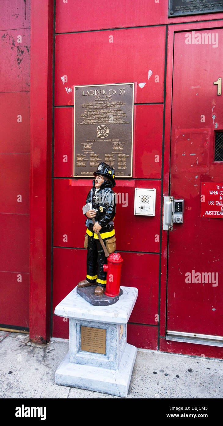 figure of old fashioned fireman with axe & hydrant on sidewalk pedestal ...