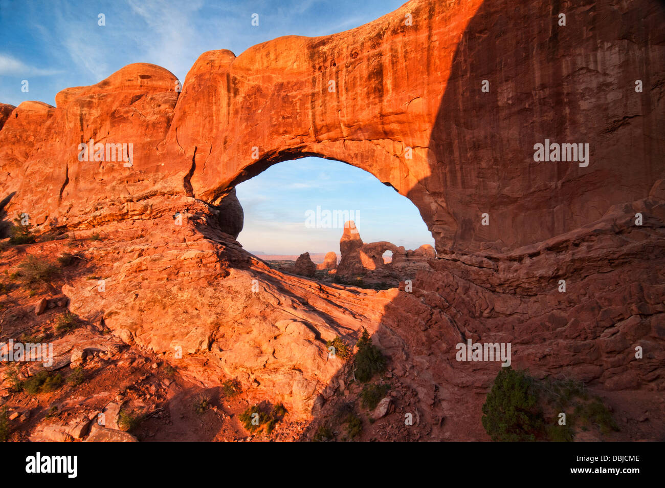 Sunrise on Turret Arch through the North Window, Arches National Park ...