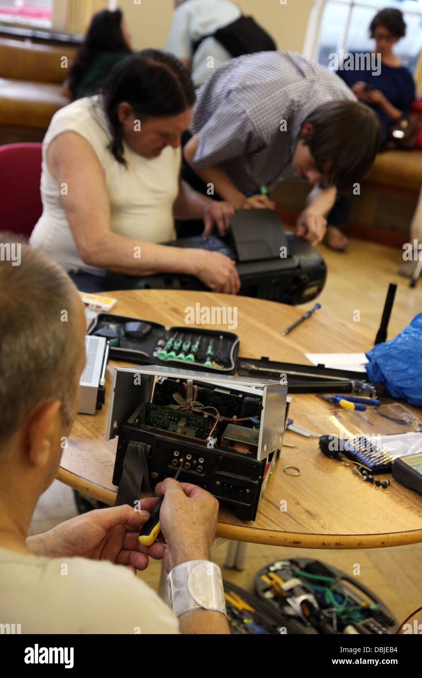 A Restart party, organized by the Restart Project. Volunteer help ...