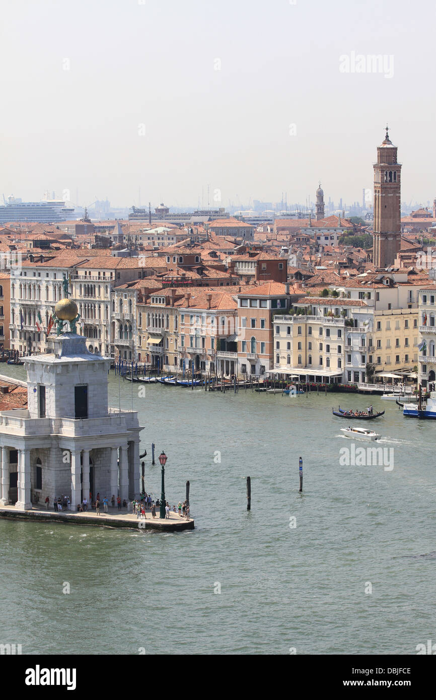 Venice in Italy, pictured from the top deck of a cruise ship sailing ...