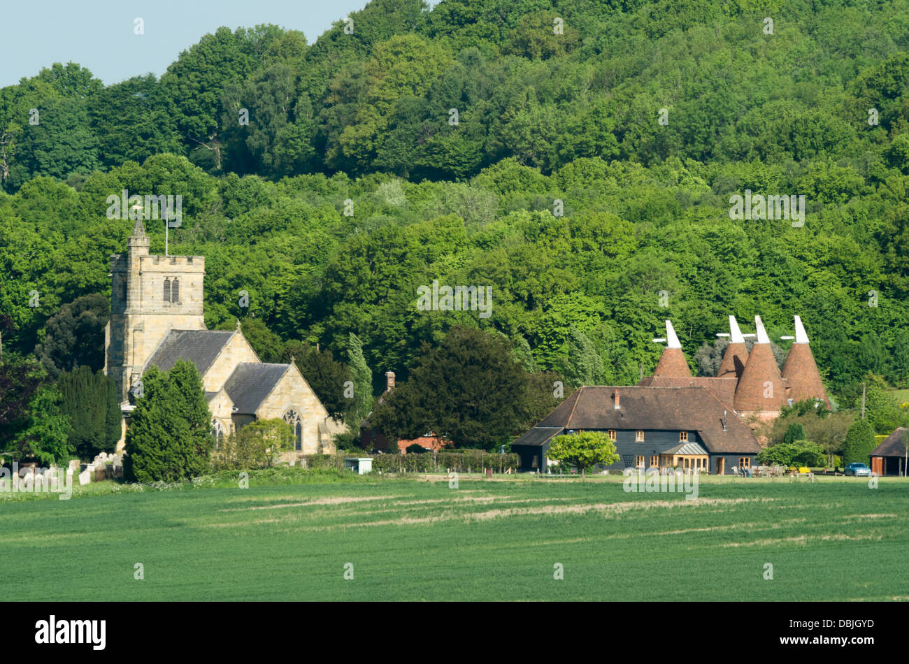 Oast houses and Church at Horsmonden in Kent Stock Photo - Alamy