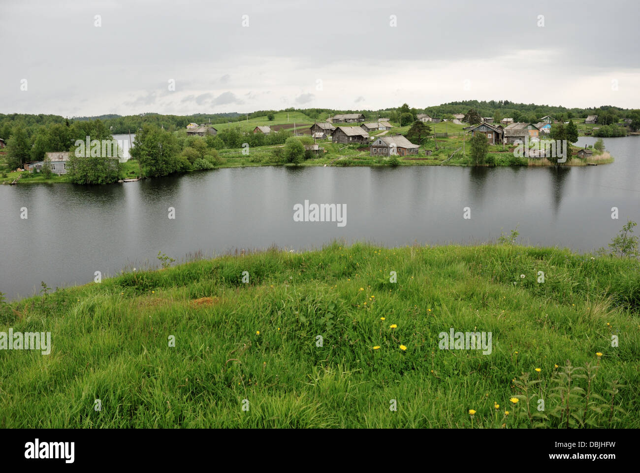landscape with typical village in the north of Russia Stock Photo - Alamy