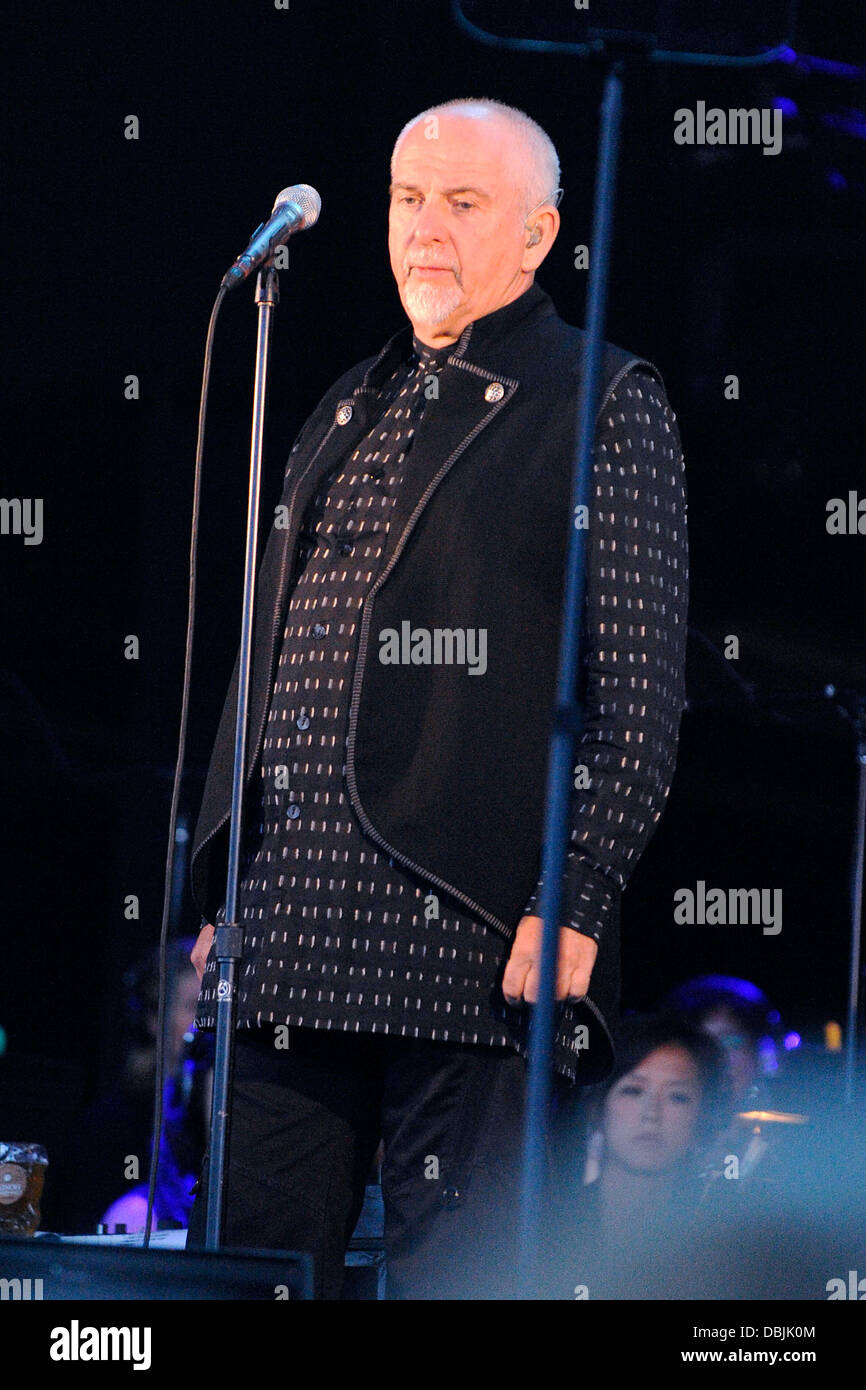 Peter Gabriel performs on stage at the Molson Canadian Amphitheatre ...