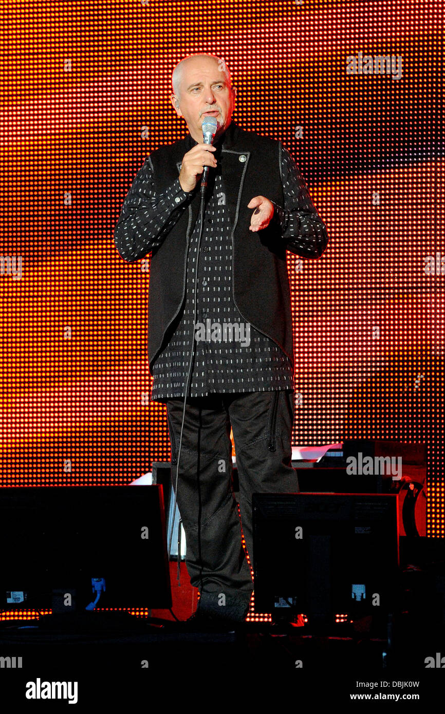 Peter Gabriel performs on stage at the Molson Canadian Amphitheatre ...