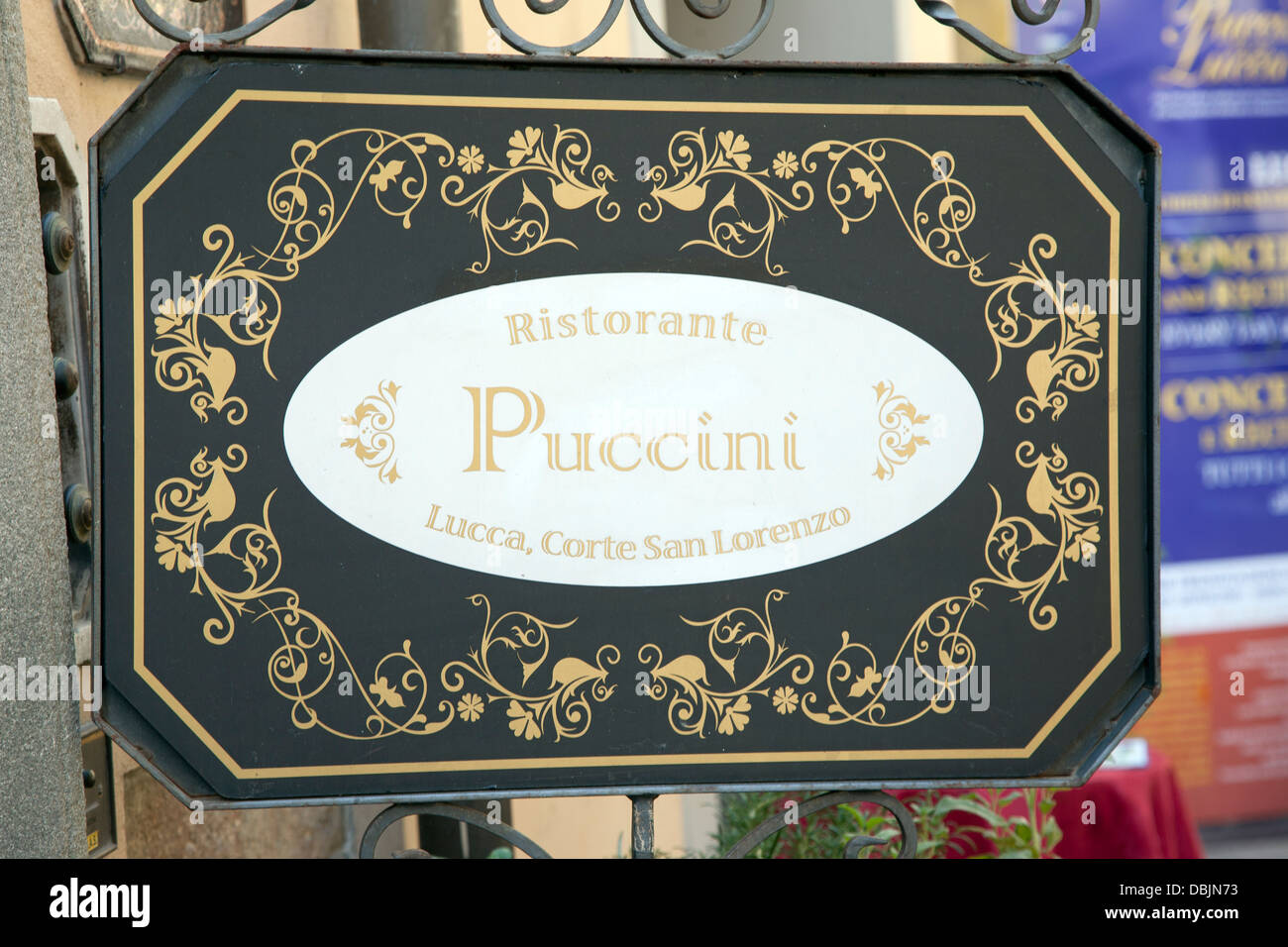 Puccini Restaurant Sign; Lorenzo Square; Lucca; Tuscany; Italy Stock ...