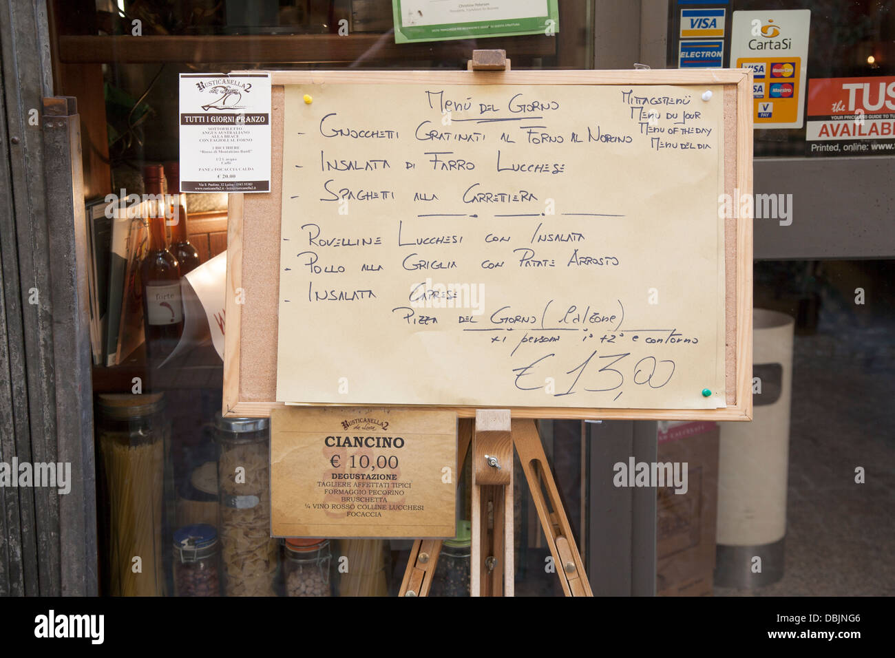Italian Food Menu, Lucca, Tuscany, Italy Stock Photo - Alamy