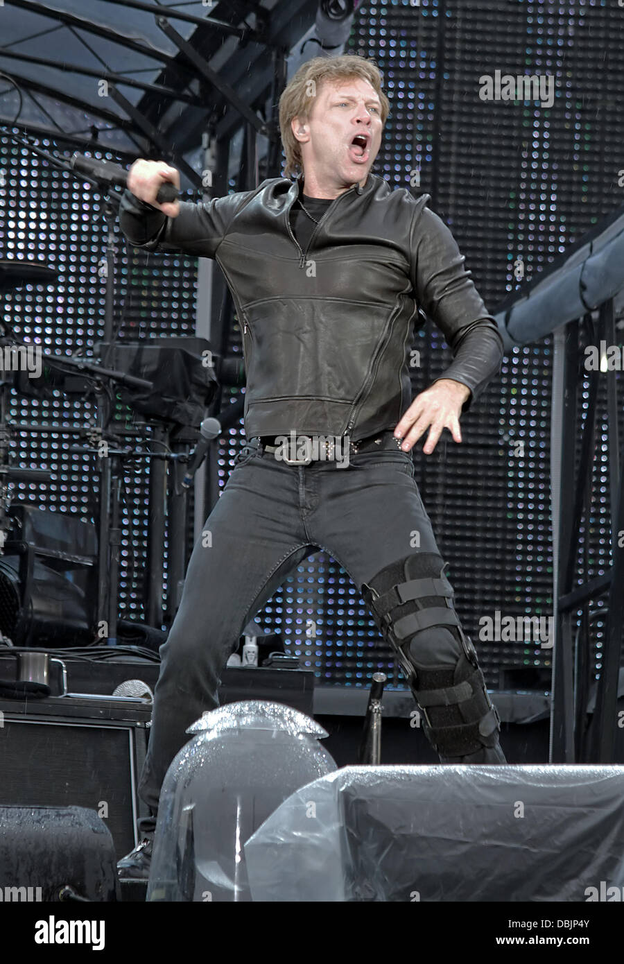 Jon Bon Jovi Bon Jovi performing at Manchester Cricket Ground Old ...