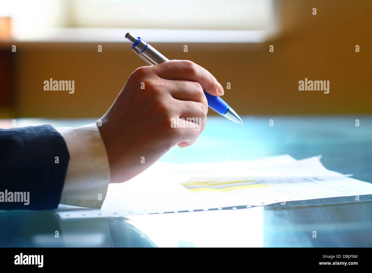 pen work hand work background Stock Photo - Alamy