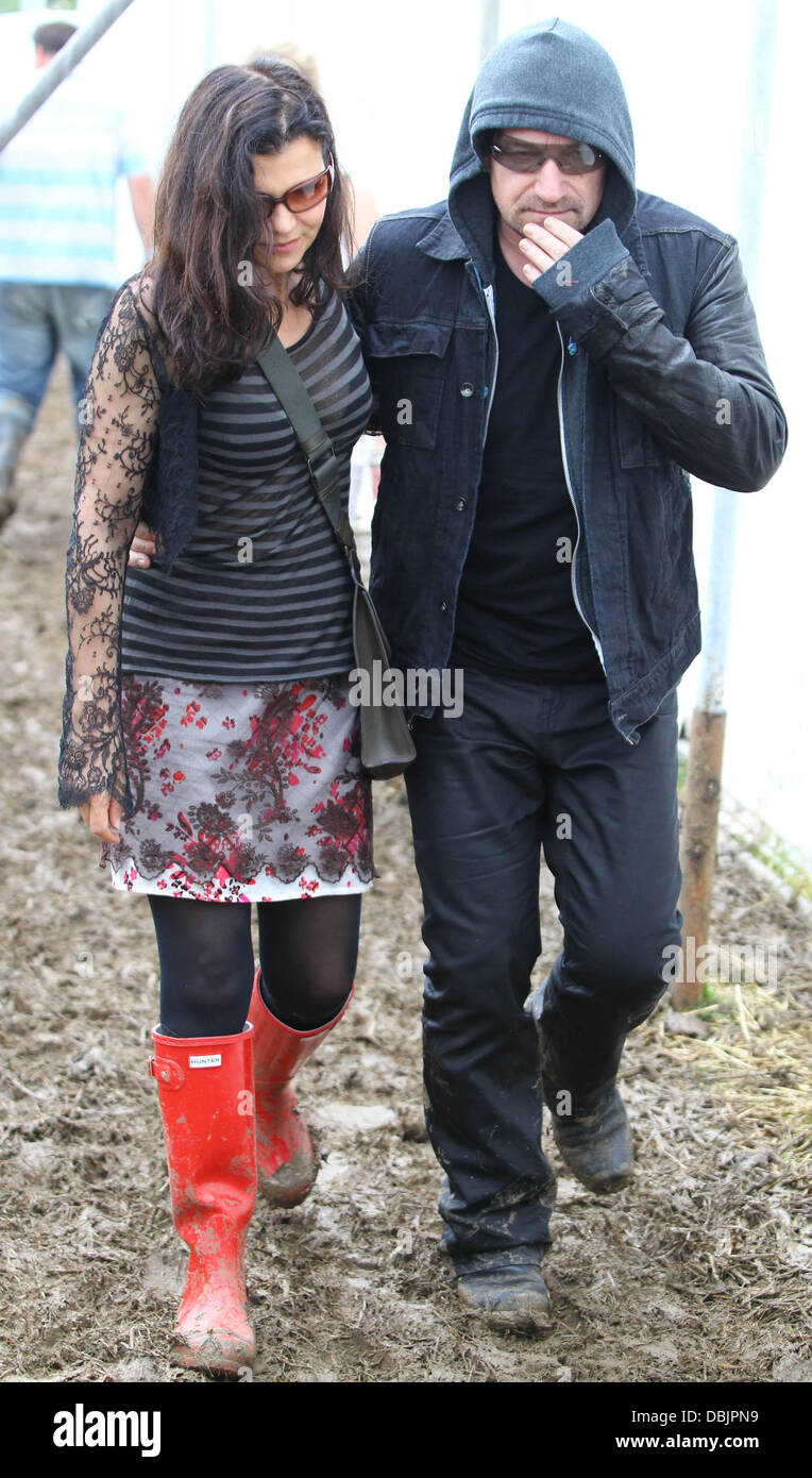 Bono and his wife Ali Hewson Celebrities at The 2011 Glastonbury Music ...
