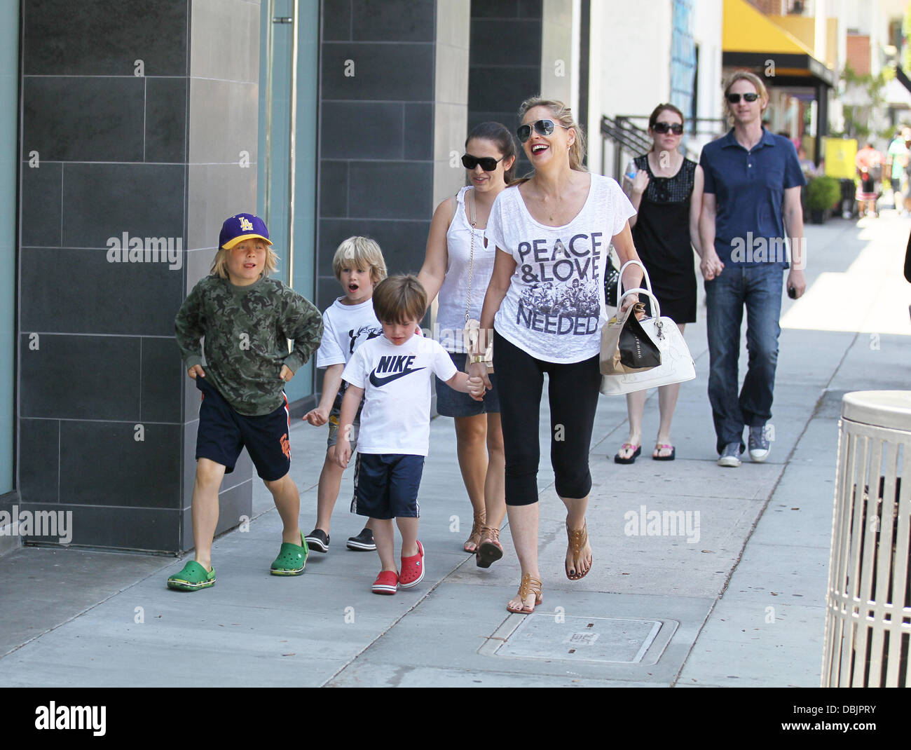 Sharon Stone takes her three adopted sons, Roan Joseph Bronstein, Laird ...