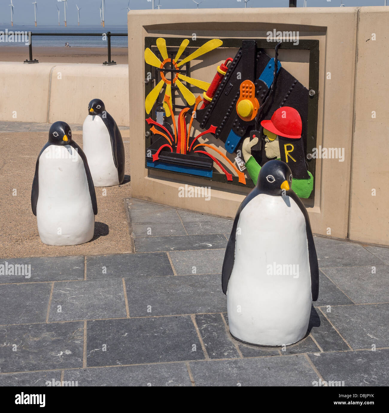 Redcar Cleveland UK penguin bollards and sculptures on regenerated ...