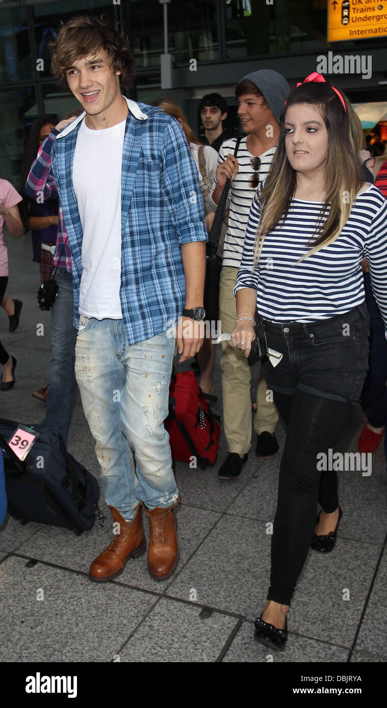 Liam Payne of One Direction arriving at Heathrow airport on a flight ...