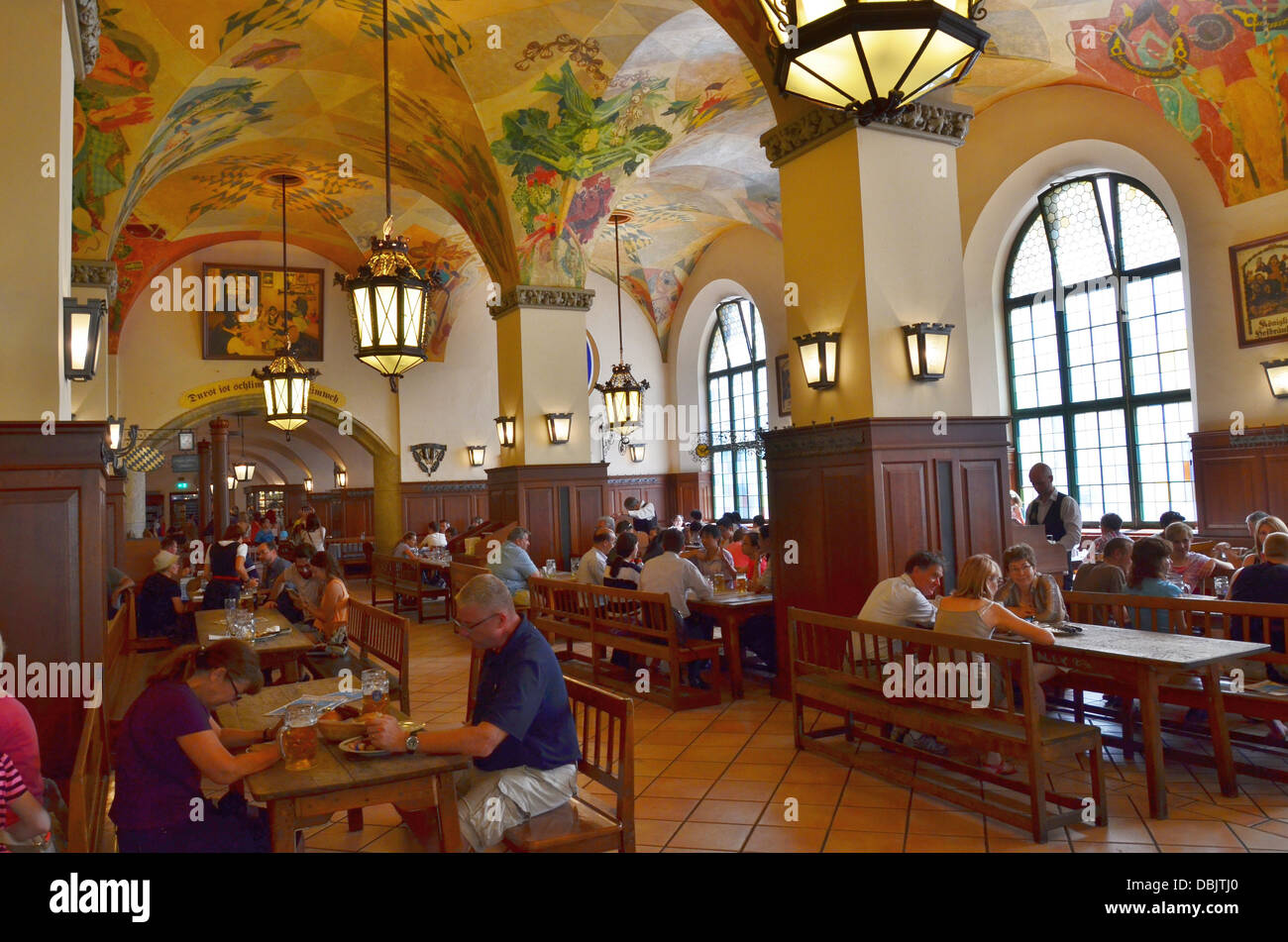 Munich Hofbraeuhaus inside Bavaria tourist attraction Germany Stock ...
