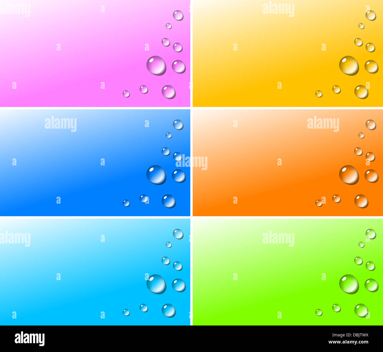Transparent water drops with shadow on colorful gradient backgrounds ...