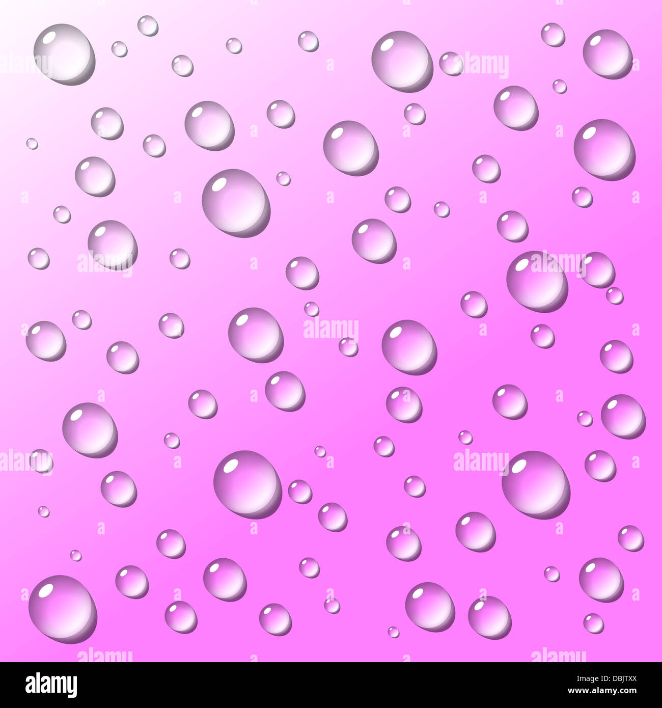 Transparent water drops with shadow on pink gradient background ...
