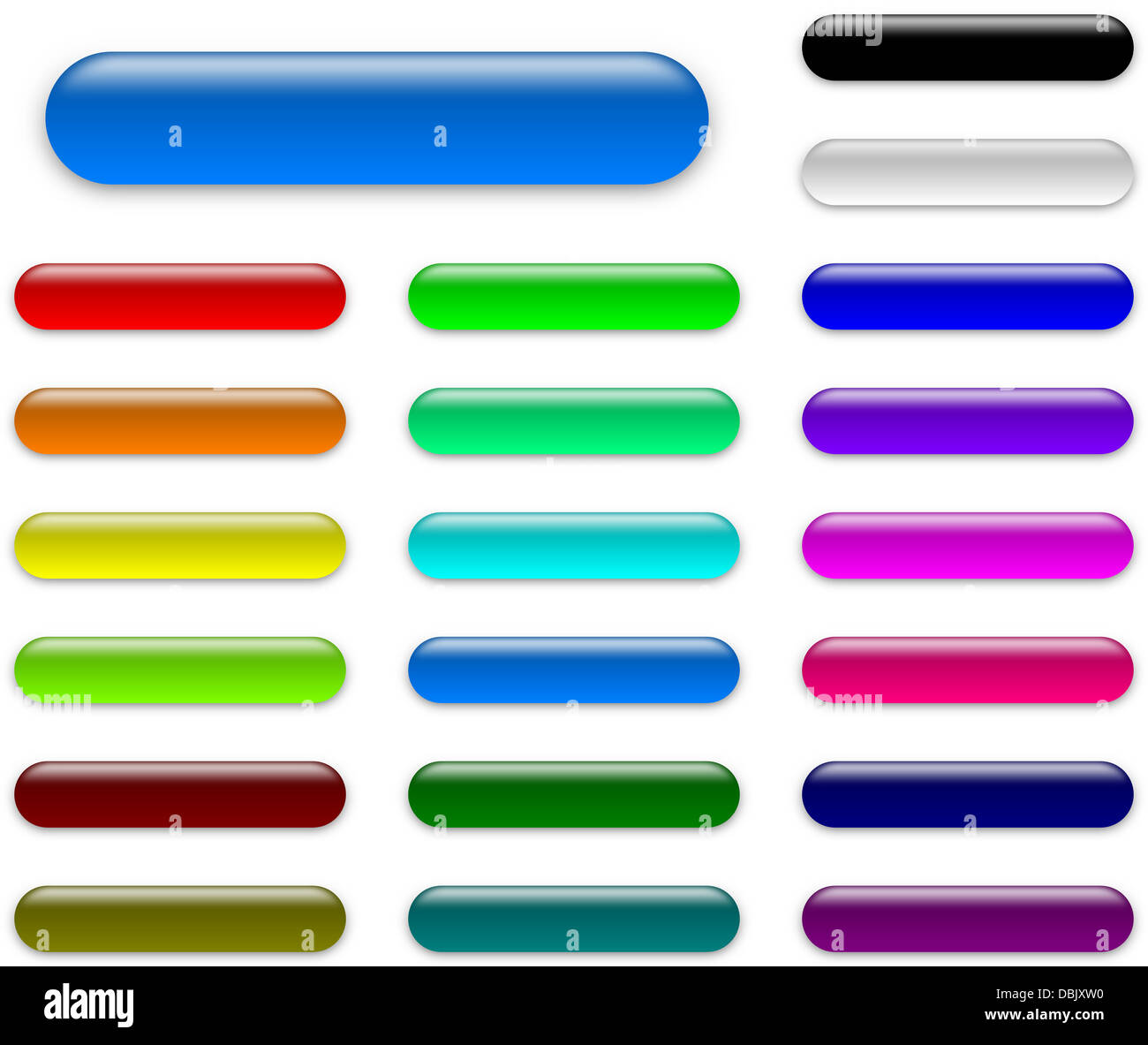 Colorful web empty buttons collection with shadow on white background ...