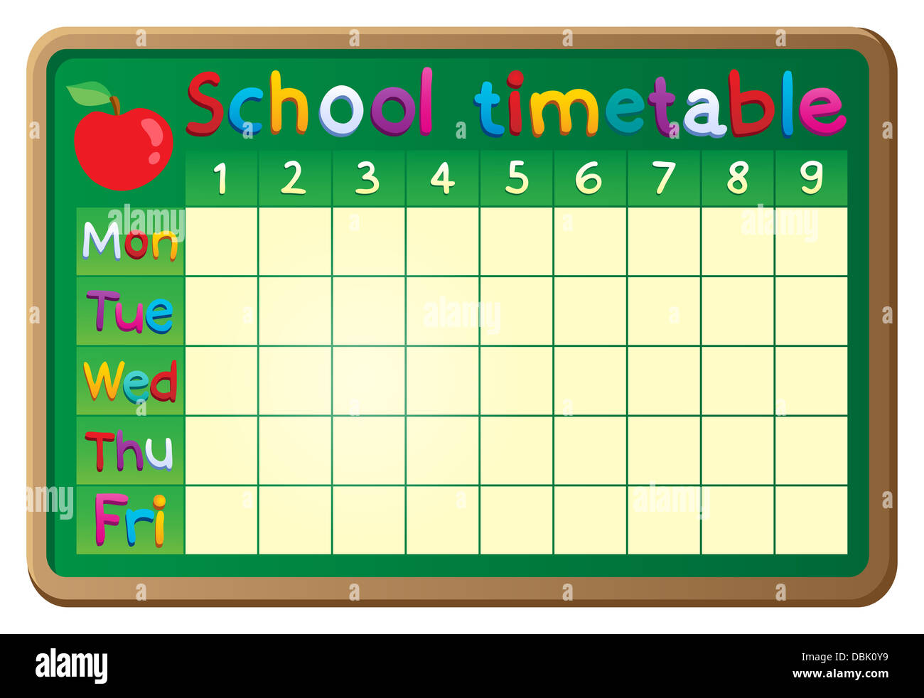 School timetable theme image 2 - picture illustration Stock Photo - Alamy