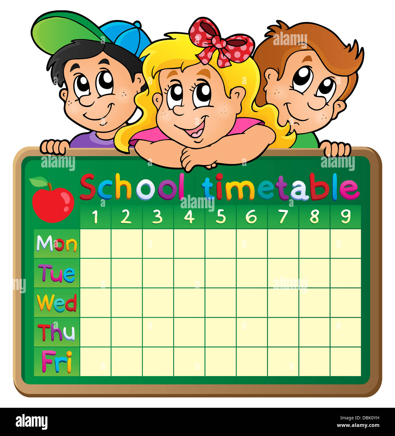 School timetable theme image 4 - picture illustration Stock Photo - Alamy