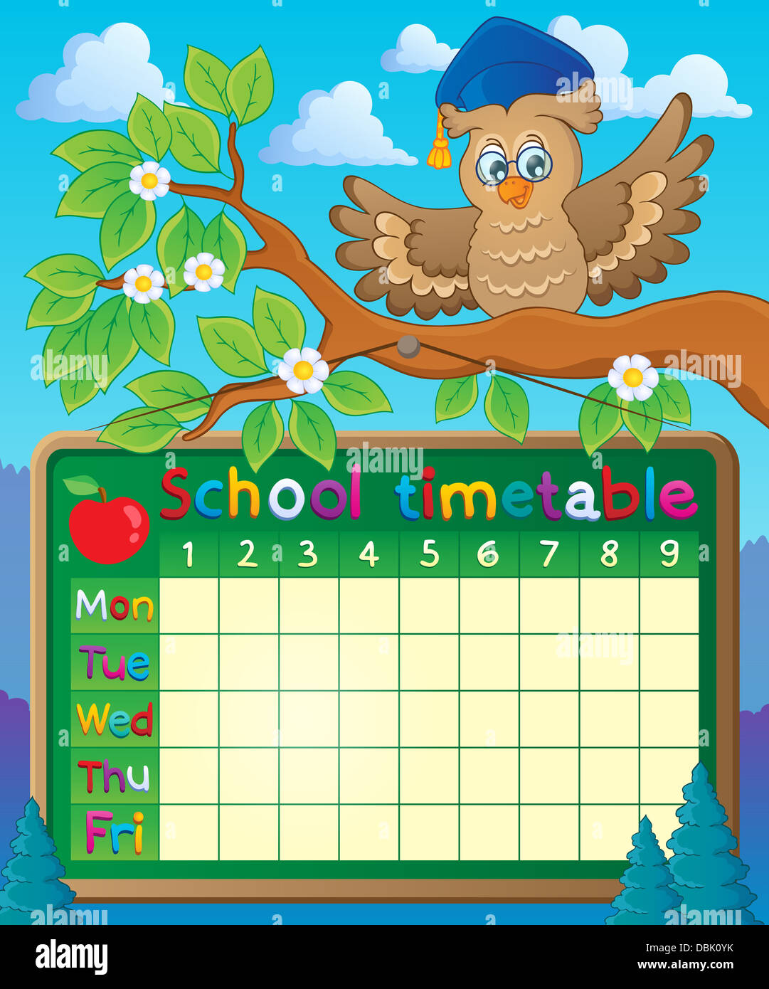 School timetable theme image 5 - picture illustration Stock Photo - Alamy