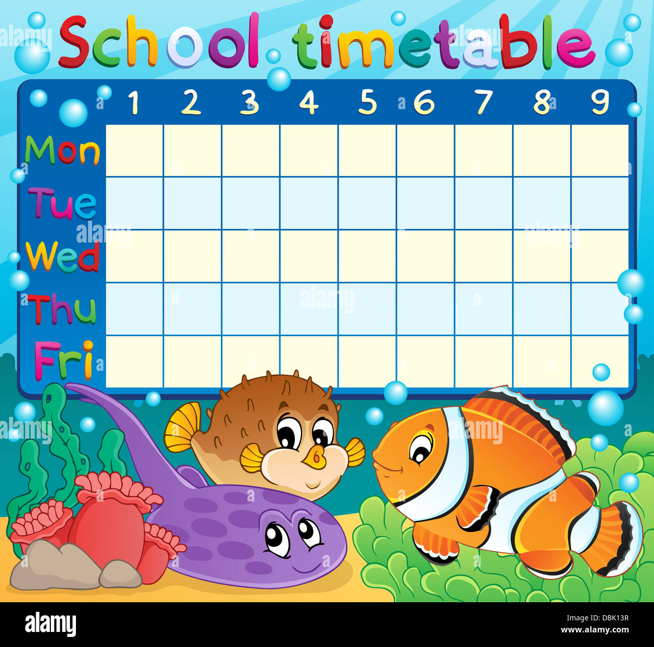 School timetable theme image 6 - picture illustration Stock Photo - Alamy