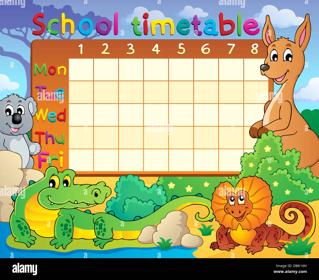 School timetable theme image 8 - picture illustration Stock Photo - Alamy