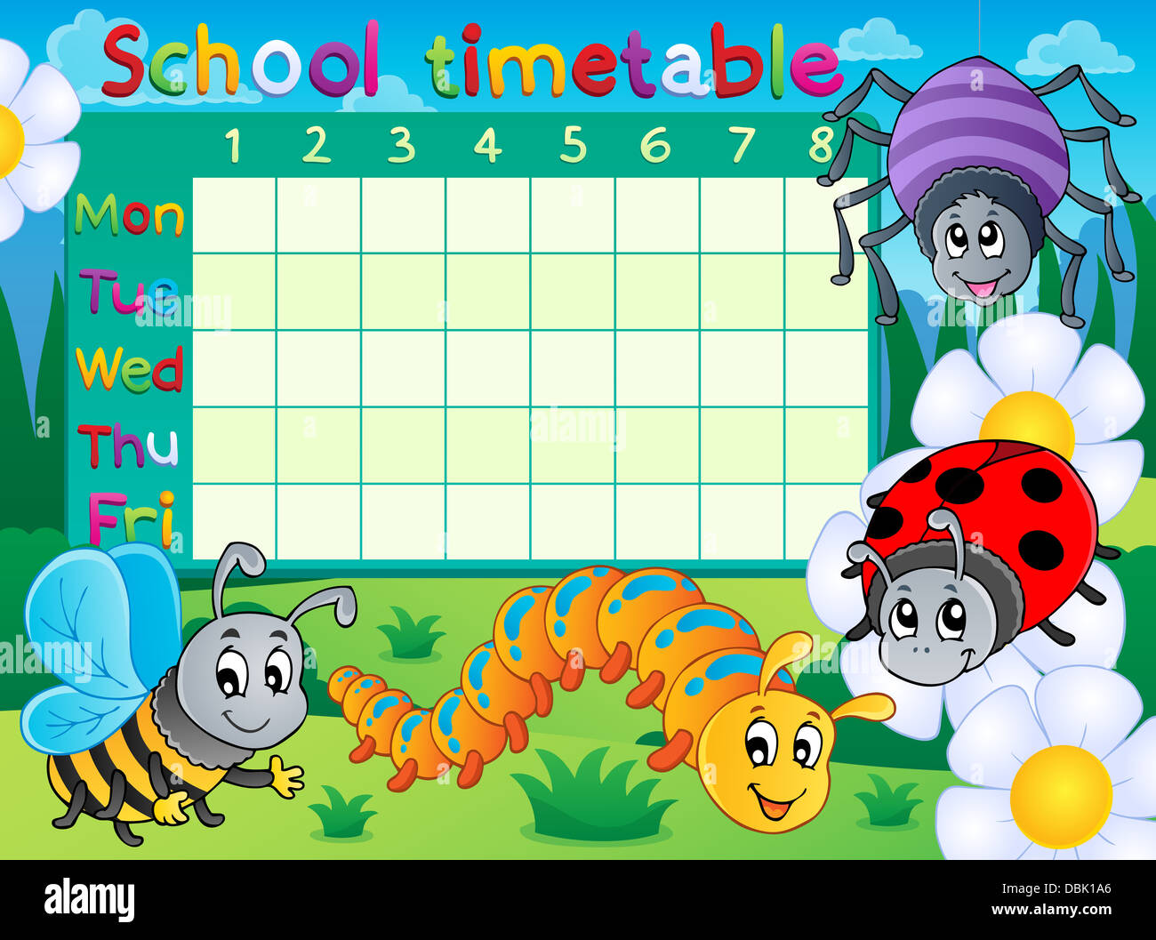 School timetable topic image 6 - picture illustration Stock Photo - Alamy