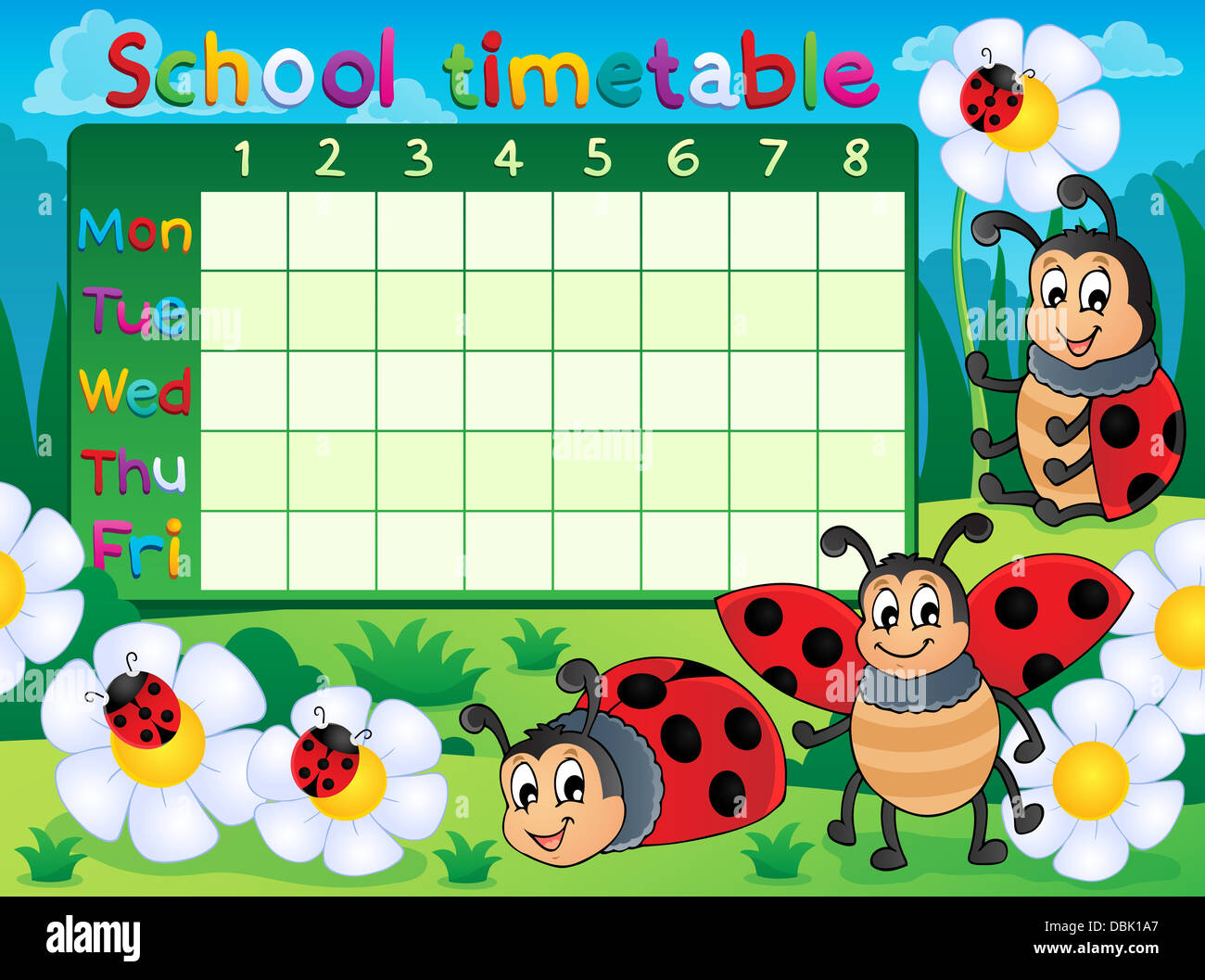 School timetable topic image 5 - picture illustration Stock Photo - Alamy