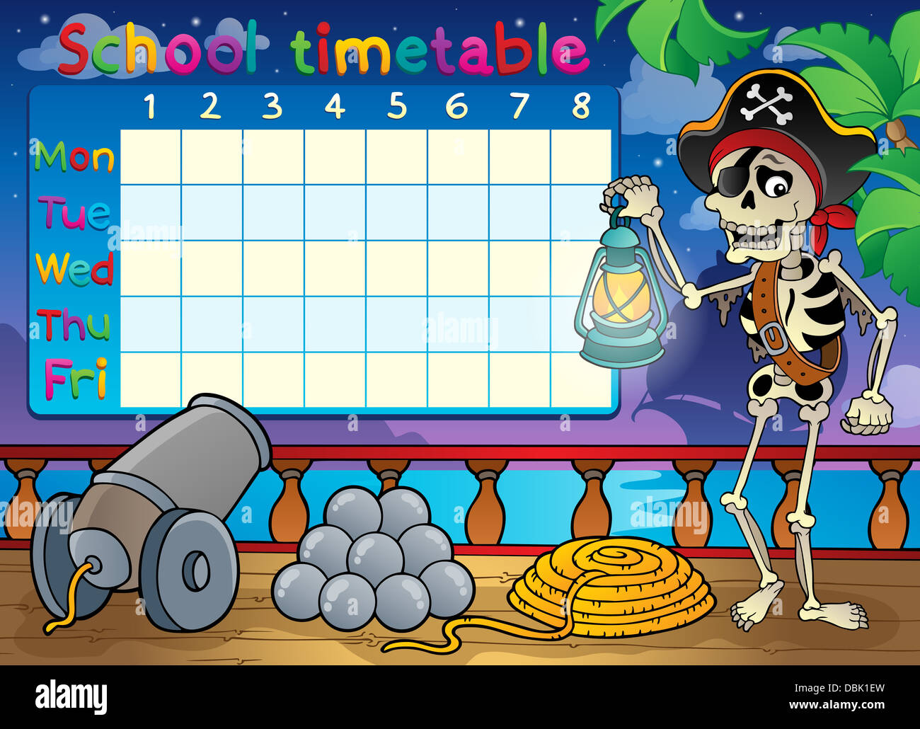 School timetable topic image 9 - picture illustration Stock Photo - Alamy