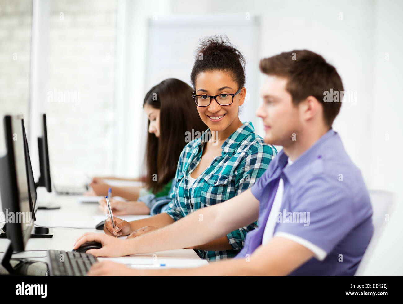 african student with computer studying at school Stock Photo - Alamy