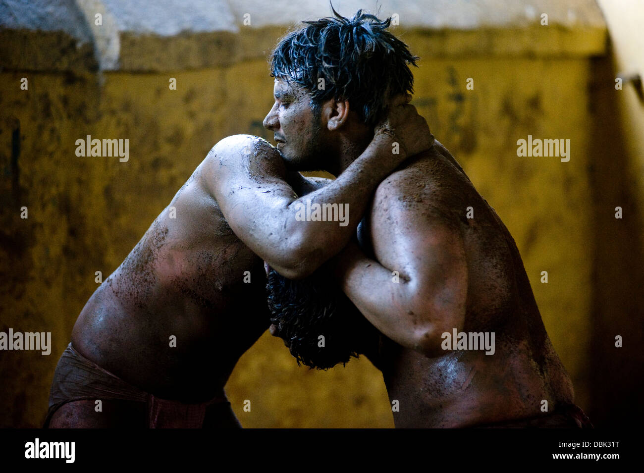 Indian Kushti wrestlers train at the Guru Hanuman Akhara in Old Delhi ...